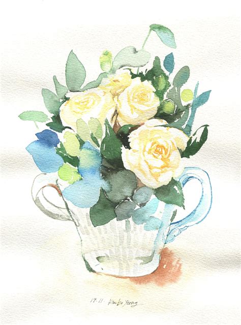 화분 일러스트 수채화 꽃 Watercolor Flowers 화분 수채화 꽃