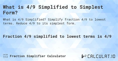 What Is 4 9 Simplified To Simplest Form Calculatio