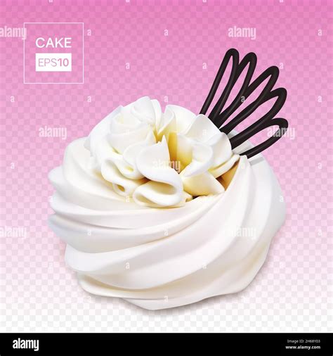 Realistic Illustration With Meringue Cake And Cream Stock Vector Image