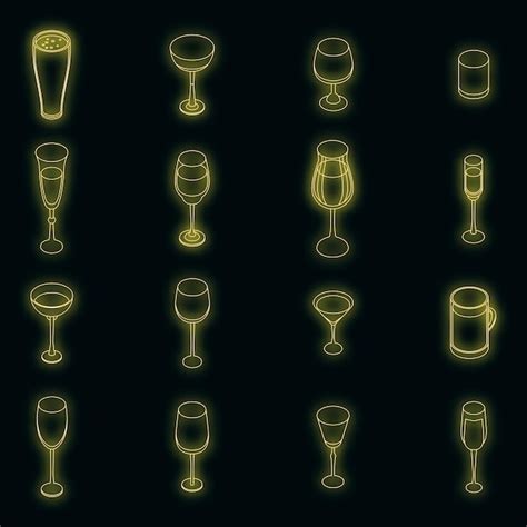 Premium Vector Wineglass Icons Set Vector Neon