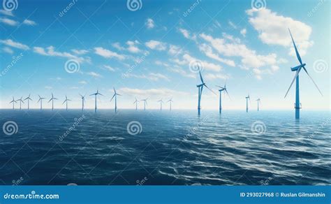 Ocean Wind Farm Windmill Farm In The Ocean Offshore Wind Turbines In