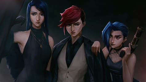 Arcane Caitlyn Vi Jinx Lol League Of Legends Art 4k Hd Wallpaper Rare Gallery