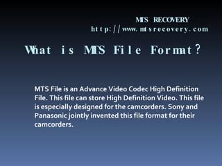MTS Recovery PPT Computing Technology Computing
