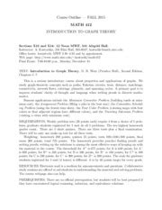 412F15 Course Outline FALL 2015 MATH 412 INTRODUCTION TO GRAPH THEORY