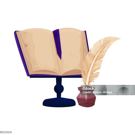 마법의 신비한 책 마술 장비 흰색 배경에 고립 만화 스타일의 오래된 중세 양피지 마법사 Ui 자산 벡터 일러스트레이션 벡터에