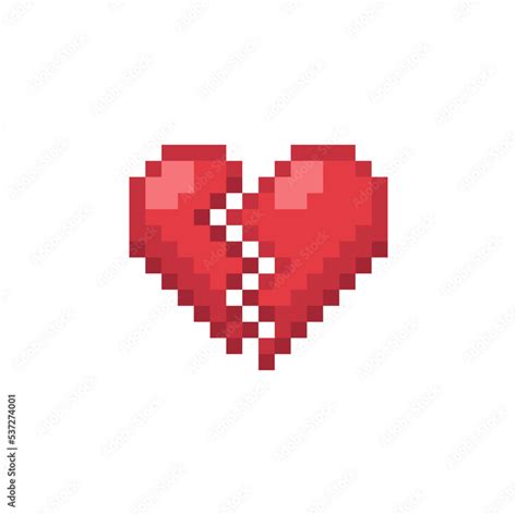 Broken Heart Love Symbol Icon Like Isolated Pixel Art Vector Illustration Game Assets 8 Bit