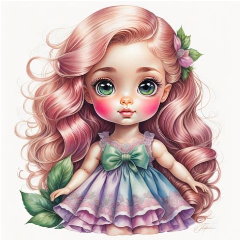 Premium Ai Image Watercolor Cute Princess Doll