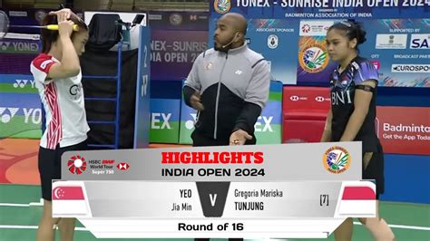 Yeo Jia Min Sgp Vs Gregoria Mariska Tunjung Ina India Open 2024