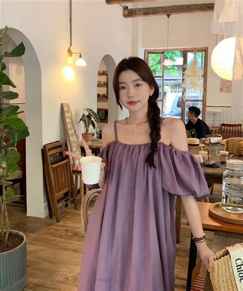 오프숄더 롱원피스 드레스 A라인 러플 퍼프 주름 어깨끈 끈나시 뷔스티에 캐미솔 반팔 루즈핏 여행 비치 바캉스룩 휴가 리조트룩
