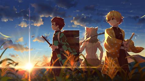 Inosuke Hashibira Tanjirou Kamado And Zenitsu Agatsuma Wallpaper Hd