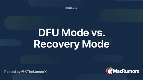 dfu mode vs recovery mode macrumors forums