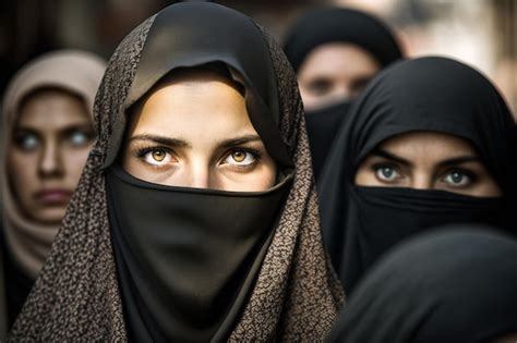 Premium Photo Crowd Of Young Women In Traditional Muslim Hijab