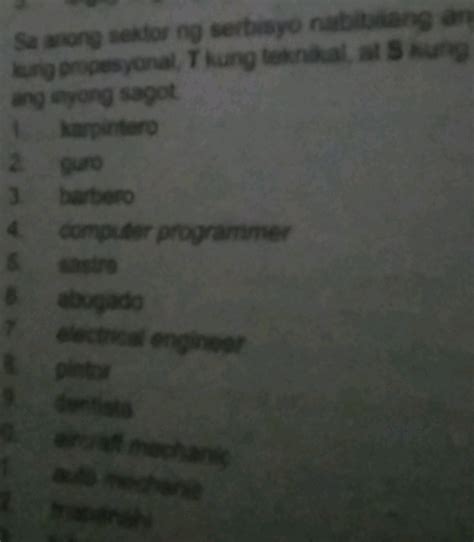 Sa Wrong Sektor Ng Serhisyo Nabiliaang An Eng StudyX