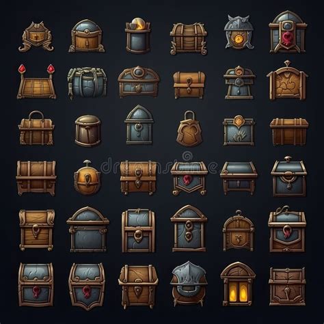 this set of medieval game menu frames ui elements buttons gold