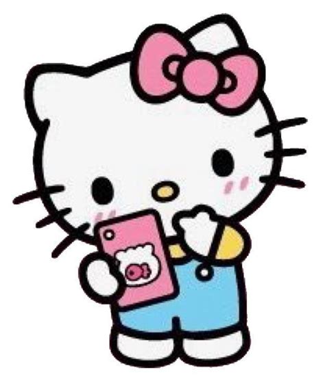 an image of a hello kitty holding a cell phone