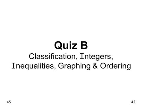 Numops 07 Quiz B On Classify Numbers Integers Inequalities Graph