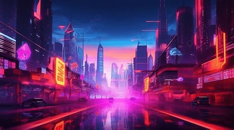 Retrowave City Pop Style A Modern Cyberpunk 3d Rendering Of The Urban Landscape Background