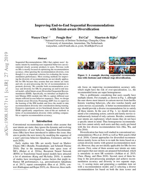 Pdf Improving End To End Sequential Recommendations With Intent Aware