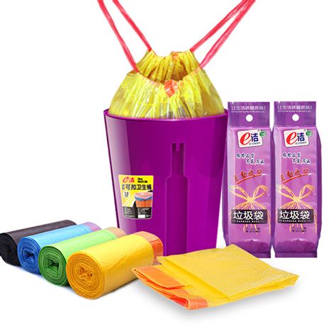 加厚自动收口垃圾袋抽绳式家用卫生间大号厨房清洁袋手提式塑料袋 虎窝淘
