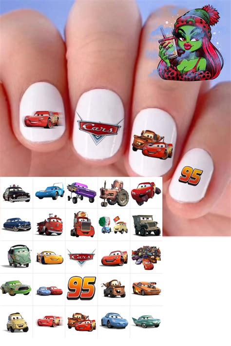 Cars Waterslide Nail Art Decals Set Of 50 Instructions Bonus Ebay