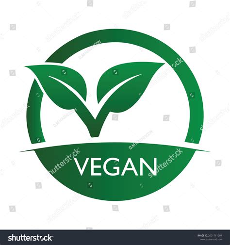 Vegan Logo Green Leaf Label Template Stock Vector Royalty Free
