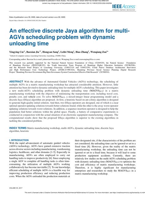 Pdf An Effective Discrete Jaya Algorithm For Multi Agvs Scheduling Problem With Dynamic