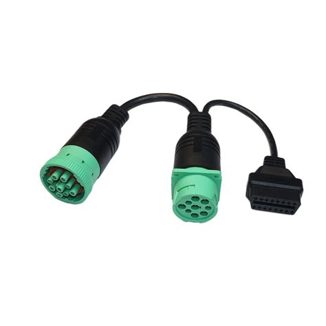 Sae J1939 9pin 2 In 1 Female Male To Obd Ii Cable For Truck Gps Tracker Interface Scanner Code