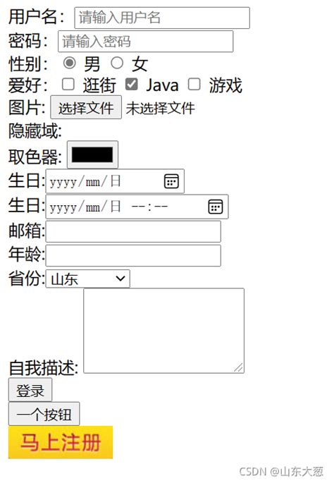 Html表单元素详解与使用 Csdn博客
