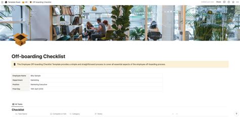 Notion Off Boarding Checklist Template