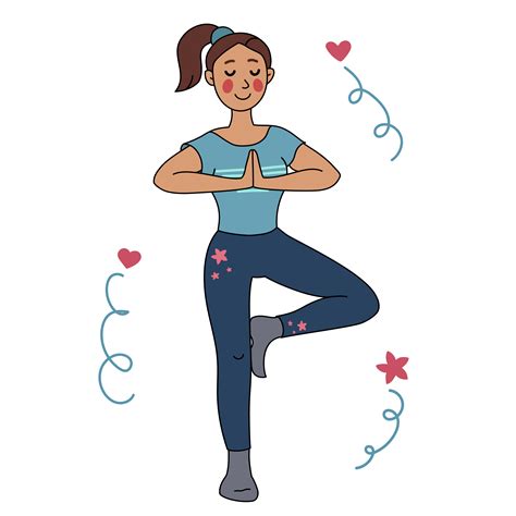 Иллюстрация Девушка занимается йогой в стиле 2d книжная графика