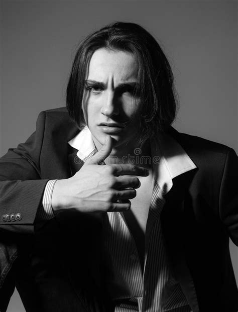 Fashion Young Man In Suit Handsome Guy With Confident Face Stock