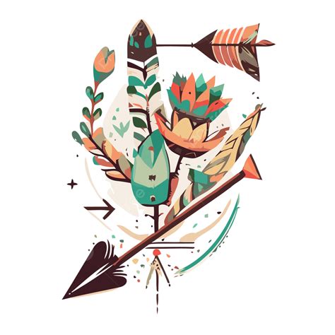 Boho Arrow Vector Sticker Clipart In The Style Of Colorful Abstract Compositions Cartoon
