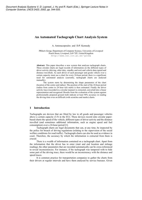 Pdf An Automated Tachograph Chart Analysis System