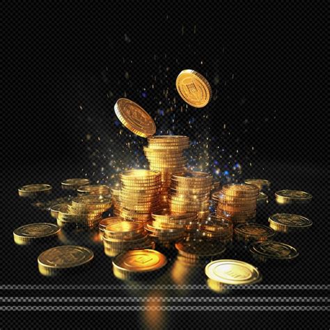 お金の金貨の透明な背景 プレミアムpsdファイル