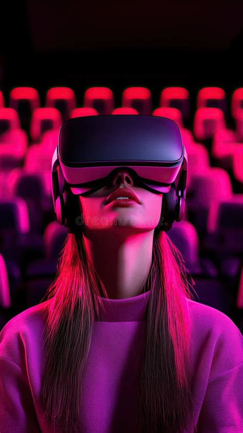 Immersive Virtual Reality Experience With Vibrant Lighting And Focus Stock Illustration