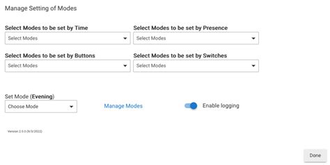 Mode Manager Hubitat Documentation