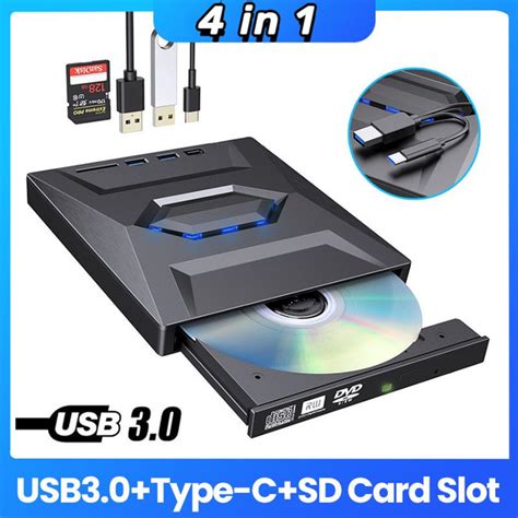 Оптический привод 4-в-1, USB 3.0, внешний компакт-диск, оптический ...