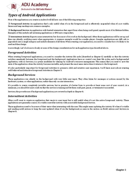 Design Considerations For Different Types Of Android Applications Foreground Activities