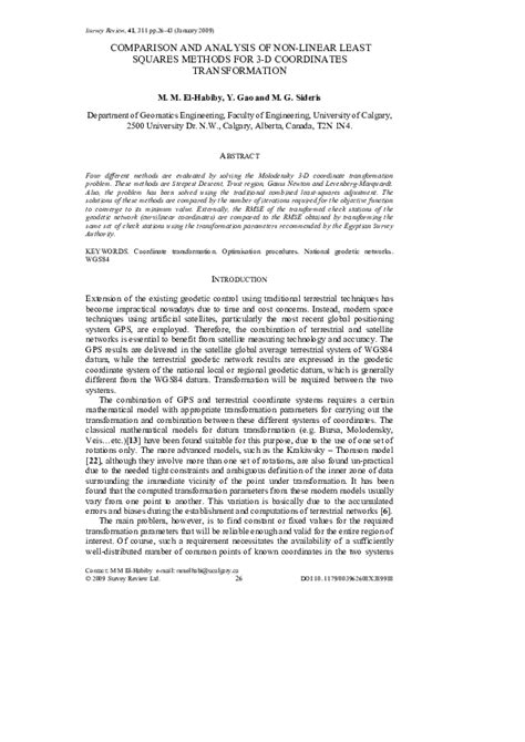 Pdf Linear Versus Non Linear Least Squares Adjustment With Emphasis On The 3 D Coordinates