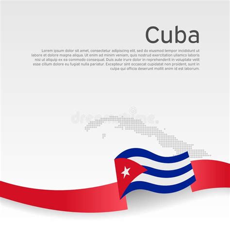 白色背景中的古巴旗马赛克地图 带有古巴国旗的波浪带 矢量图横幅图古巴国家海报 盖子 向量例证 插画 包括有 节假日 格式