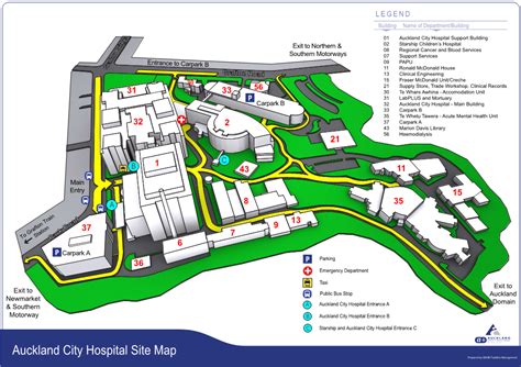auckland city hospital site map l ege n d building name of department