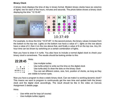 Solved Binary Clock A Binary Clock Displays The Time Of Day