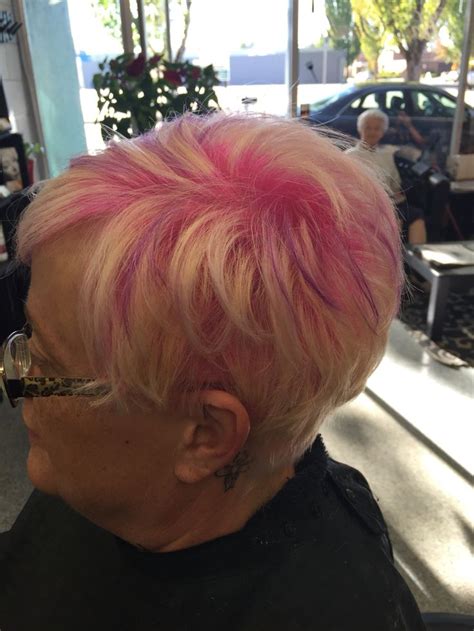 Pink Roots Pixie Cut Allover Blondepartial Purple Weave Blonde