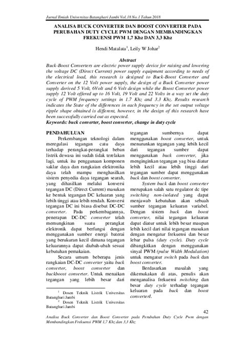 Pdf Analisa Buck Converter Dan Boost Converter Pada Perubahan Duty