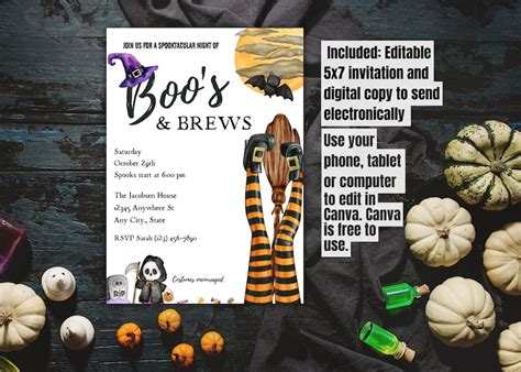Editable Halloween Party Invitation Halloween Birthday Etsy