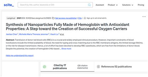 Synthesis Of Nanoparticles Fully Made Of Hemoglobin With Antioxidant Properties A Step Toward