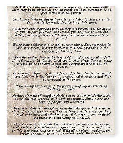 Prose Poem Desiderata By Max Ehrmann Fleece Blanket By Olga Hamilton