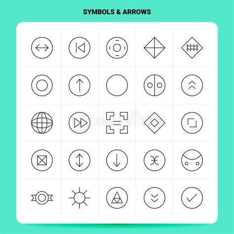 Outline 25 Symbols And Arrows Icon Set Vector Line Style Design Black Icons Set Linear Pictogram