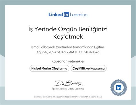 Ismail Albayrak Linkedin‘de Certificate Of Completion