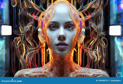 Hybrid Computer Artificial Intelligence With An Ivory Woman S Face